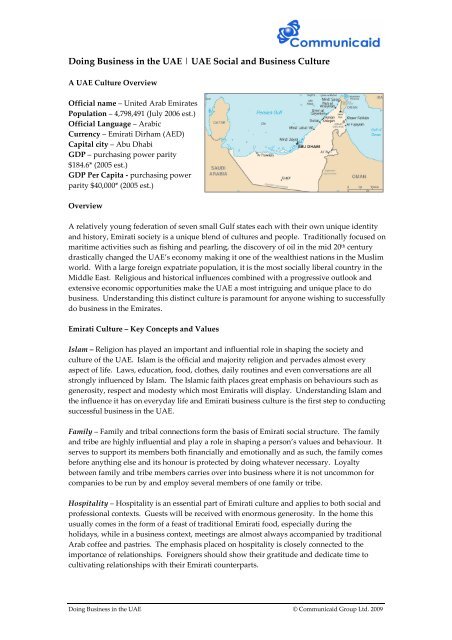 Doing Business in the UAE | UAE Social and ... - Communicaid