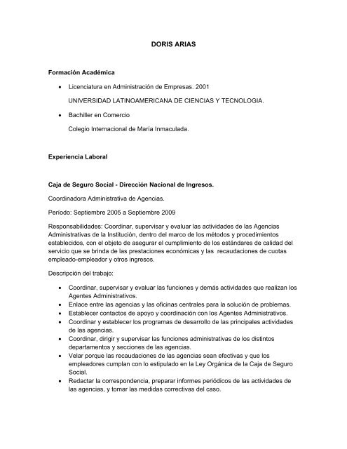 DORIS ARIAS - Caja del Seguro Social