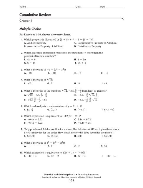 unit 1 cumulative review - MathChamber