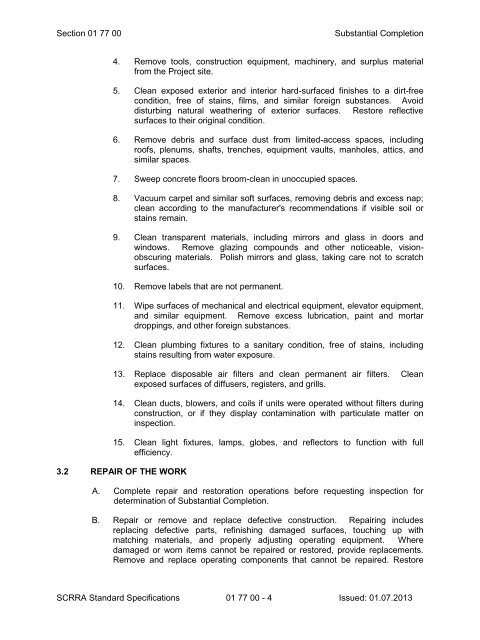 Section 01 77 00Substanti