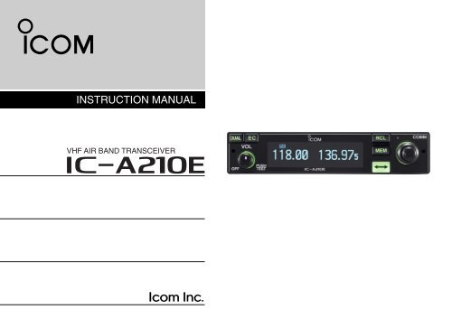 IC-A210E Instruction manual - Icom France