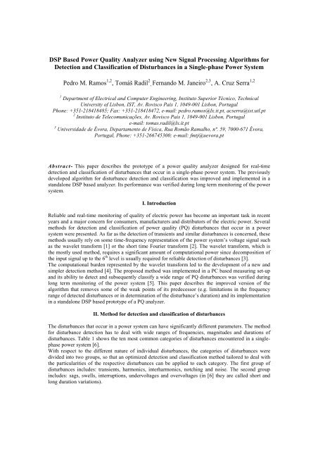 Dsp Based Power Quality Analyzer Using New Signal Processing