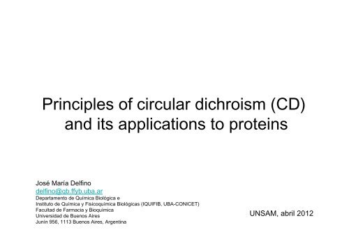 Principles of circular dichroism (CD) and its applications to proteins
