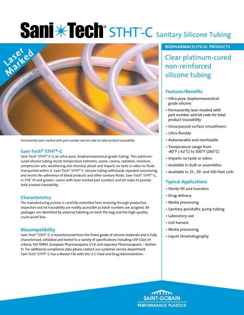 Sani-Tech® STHT®-C silicone tubing - Saint-Gobain Performance ...