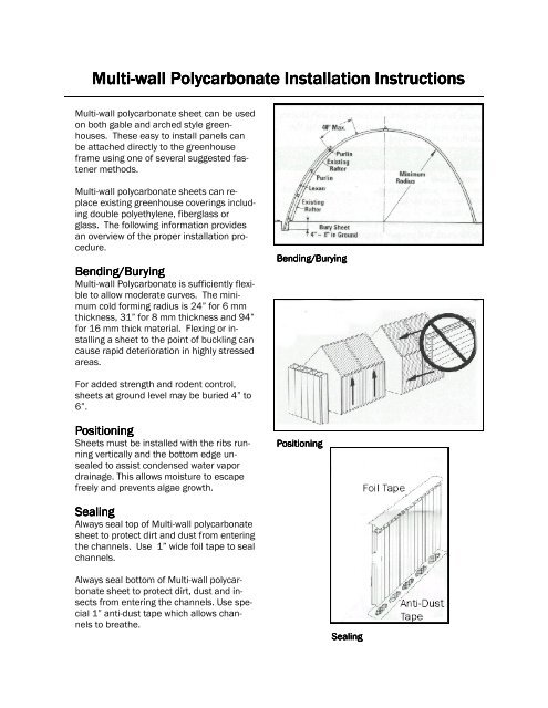 Multi-wall Polycarbonate Installation Instructions