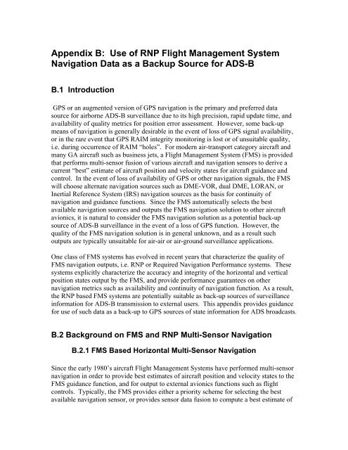 Appendix B: Use of RNP Flight Management System Navigation ...