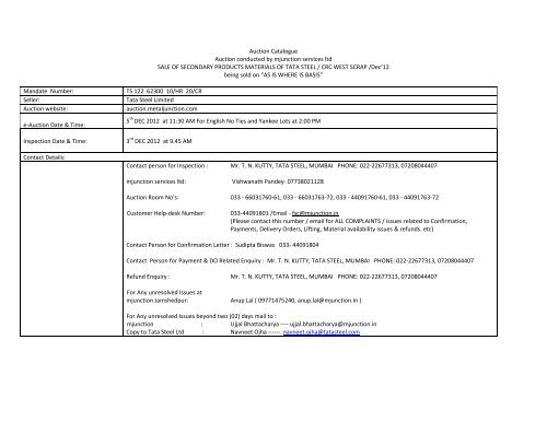 tata steel crc west scrap auction - Metaljunction