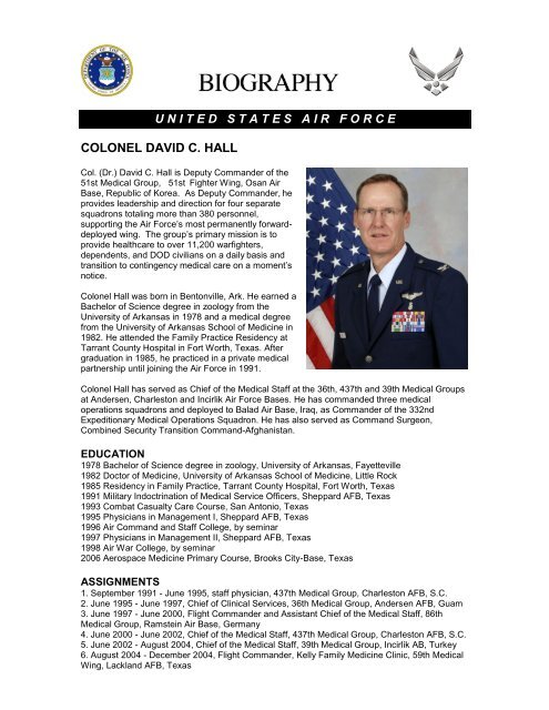 COLONEL DAVID C. HALL - Osan Air Base