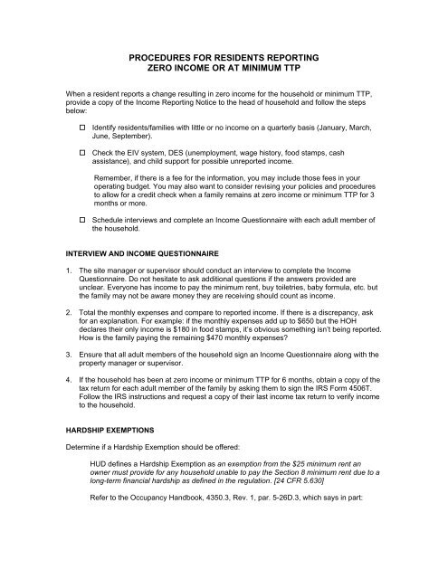 Zero Income Forms - Arizona Department of Housing