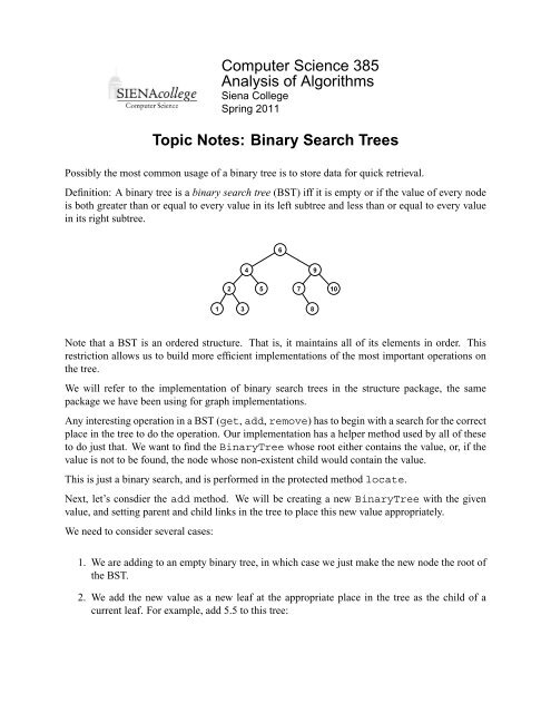 Binary Search Trees - Courses