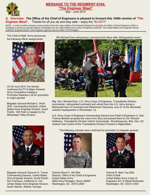 Us Army General Officer Assignments BG Terry R. Tillis > 1st Infantry