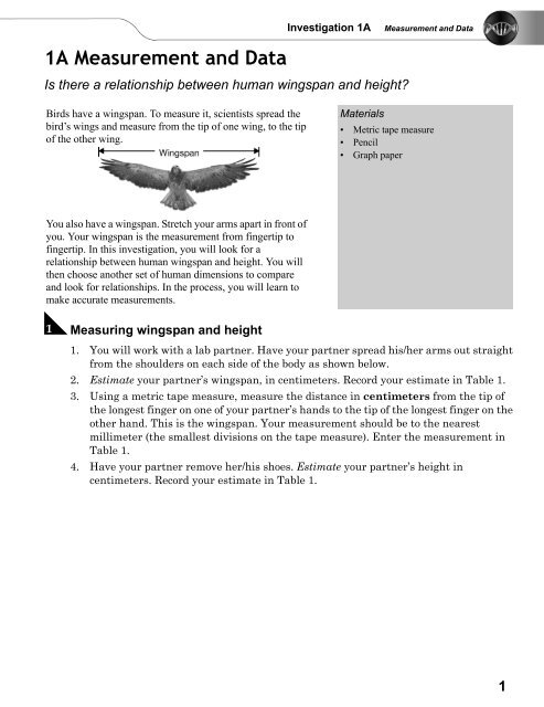 Investigation 1A: Measurement and Data - CPO Science