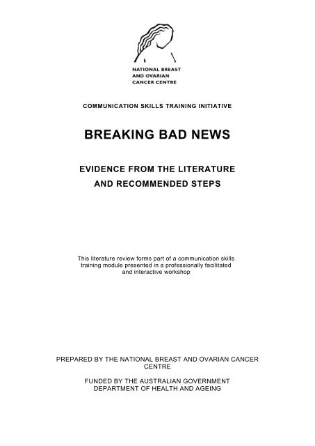 Breaking bad news - Cancer Australia