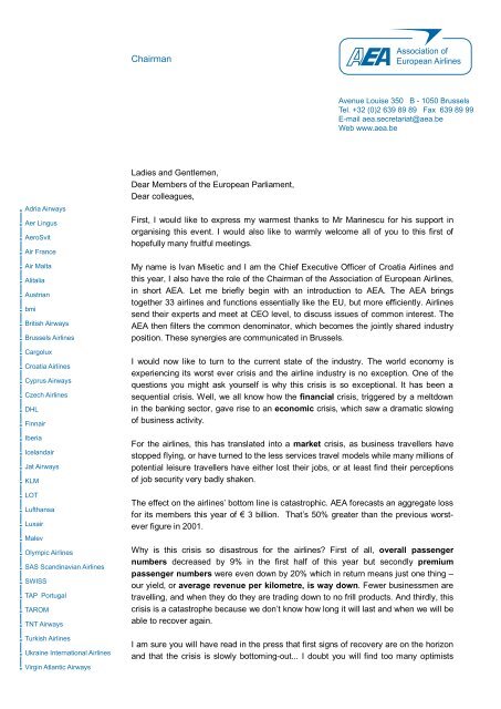 Chairman - Association of European Airlines