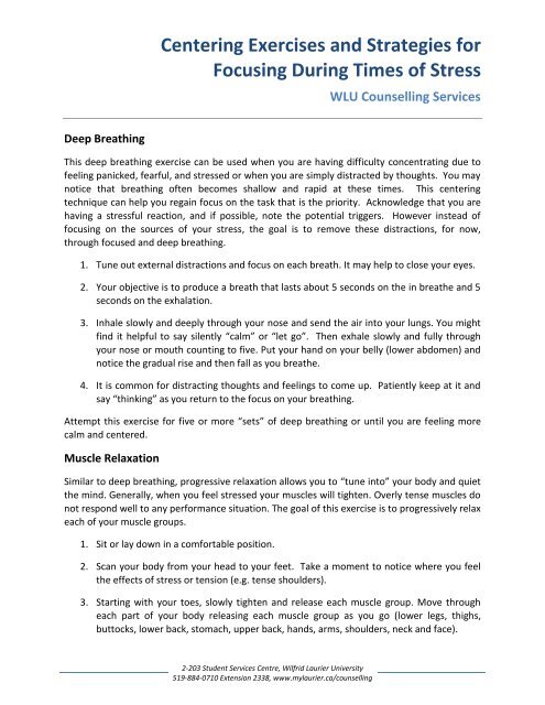 Centering Exercises and Strategies for Focusing During ... - MyLaurier
