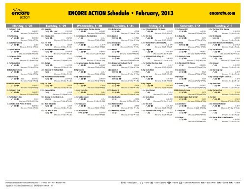 ENCORE ACTION Schedule - February, 2013 - Starz