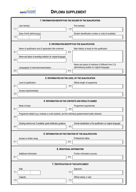 DIPLOMA SUPPLEMENT - Europass