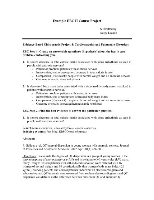 Example EBC II Course Project