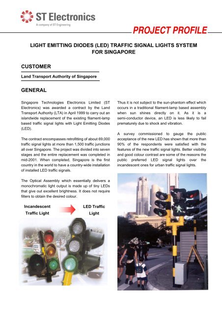 Light Emitting Diodes (LED) Traffic Signal Lights System for Singapore