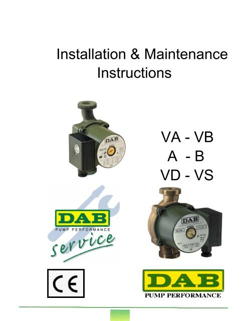 DAB VA VB VS Circulator Manual - Consolidated Pumps
