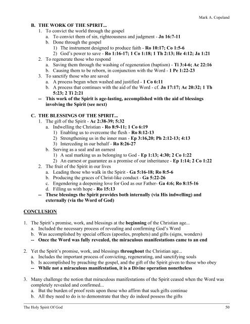 B. THE WORK OF THE SPIRIT