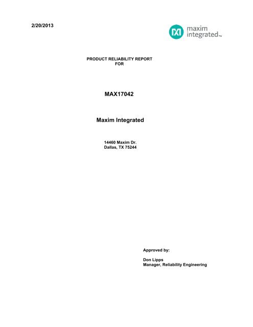 Product Report - Maxim