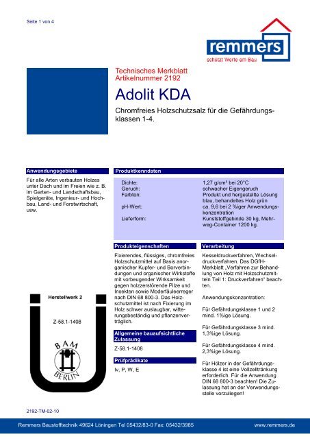 Technisches Merkblatt - Remmers