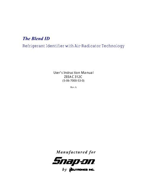 Snap-On EEAC312Câ ¦ - Neutronics â Refrigerant Identifiers and ...