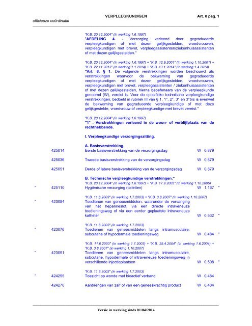 Nomenclatuur van de geneeskundige verstrekkingen – Hfst.III ... - Riziv