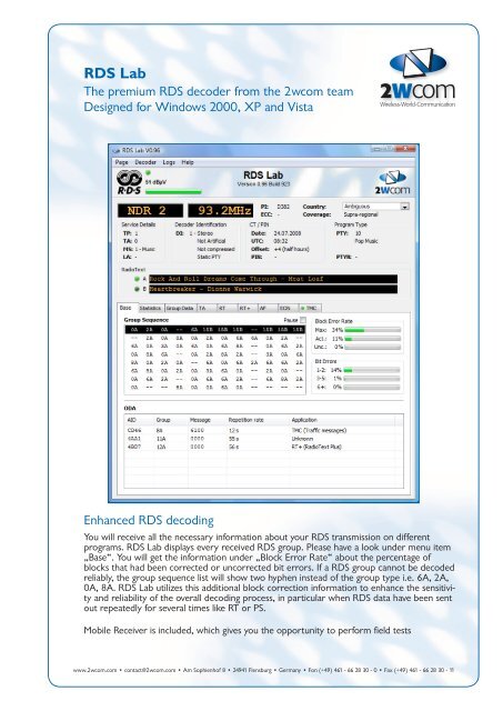 RDS Lab Decoding Software - 2wcom