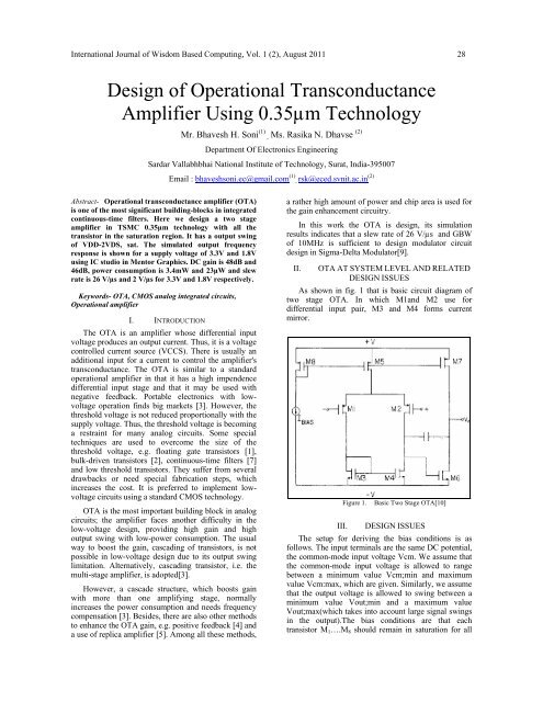 Design of Operational Transconductance Amplifier Using 0.35µm ...