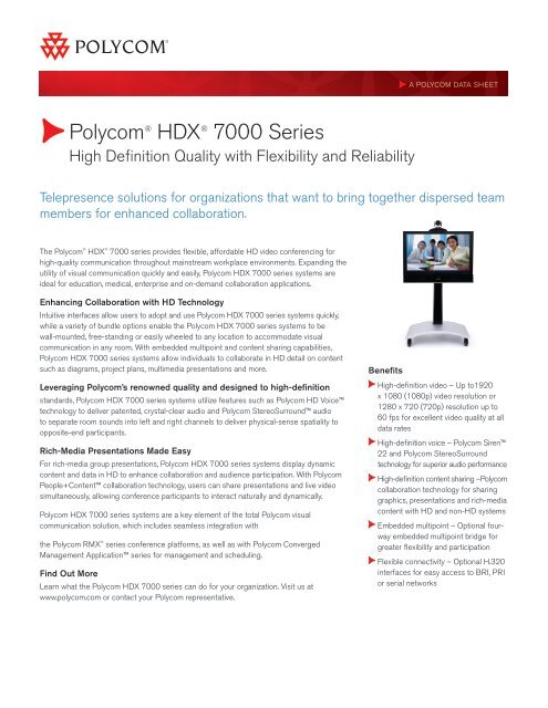 Polycom HDX 7000 Data Sheet