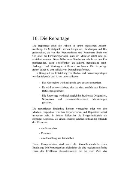 10. Die Reportage