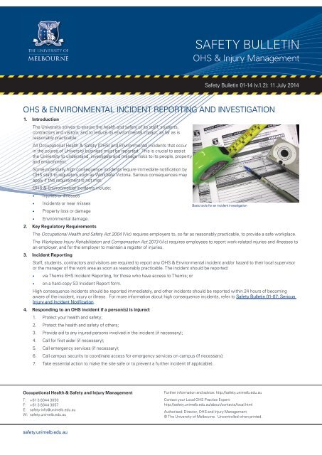 Safety Bulletin on Incident Reporting and Investigation