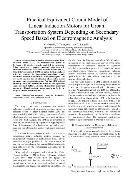 Practical Equivalent Circuit Model Of Linear Induction Motors For