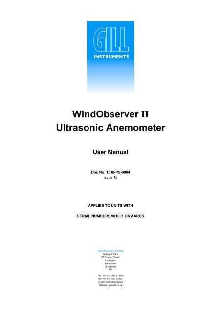 WindObserver II Ultrasonic Anemometer User Manual
