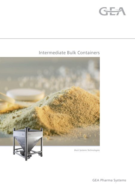 IBC's Intermediate Bulk Containers - GEA Pharma Systems