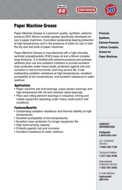 Paper Machine Grease - Technology Lubricants Corporation
