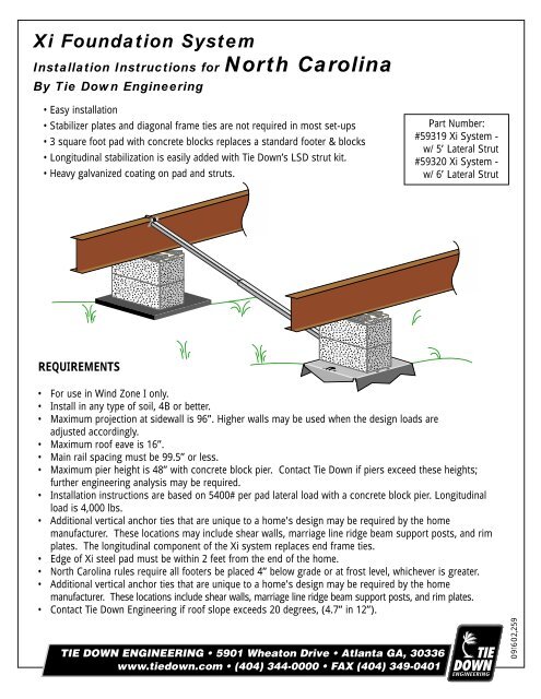 Xi Foundation System - Tie Down Engineering Restricted Web Sites