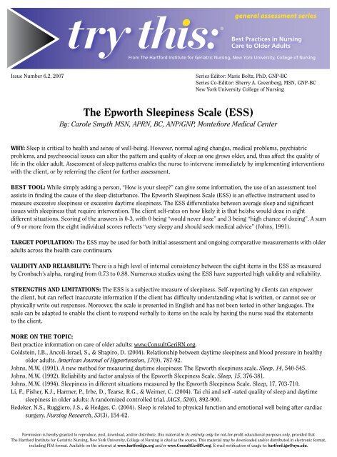 Epworth Sleepiness Scale (ESS) - Tufts Health Plan