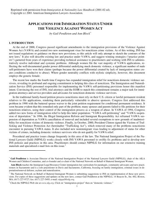 applications for immigration status under the violence ... - asista