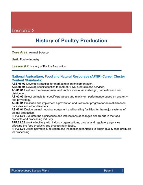 Lesson Plan - U.S. Poultry and Egg Association