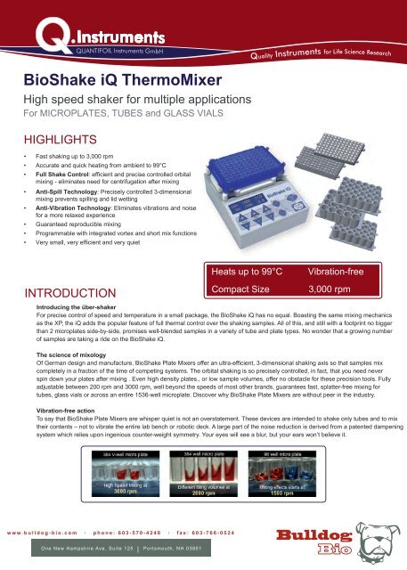 BioShake iQ ThermoMixer - Bulldog Bio