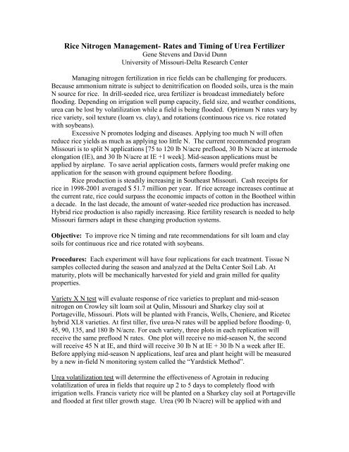 Rice Nitrogen Management- Rates and Timing of Urea Fertilizer