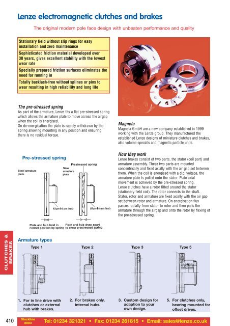 Lenze electromagnetic clutches and brakes