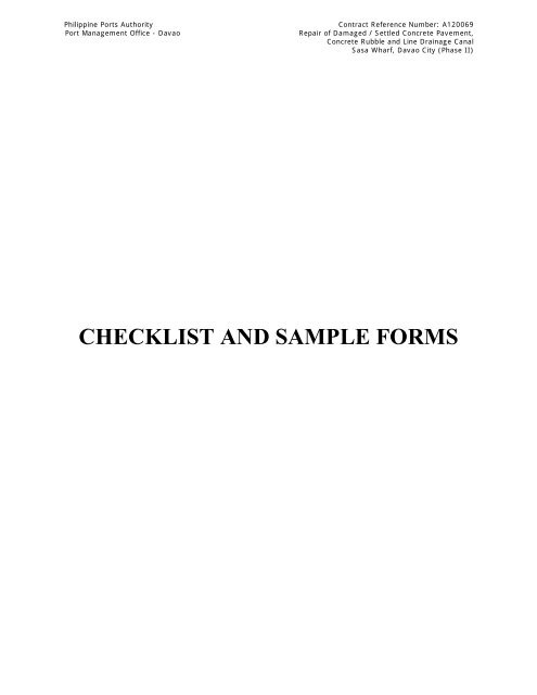 CHECKLIST AND SAMPLE FORMS - Philippine Ports Authority