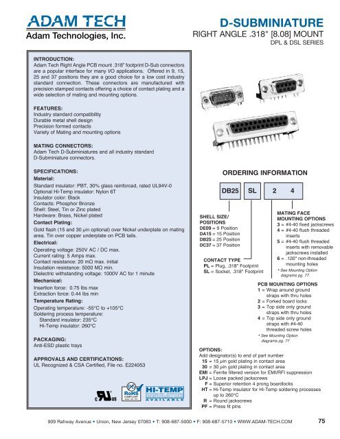 D-SUBMINIATURE - Adam Tech