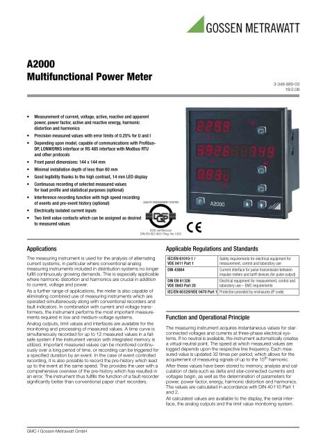 A2000 Multifunctional Power Meter