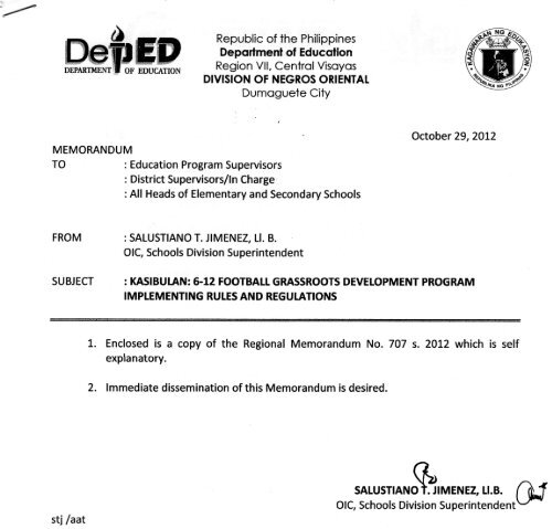 Dey!ED - DepEd NegOr Memo