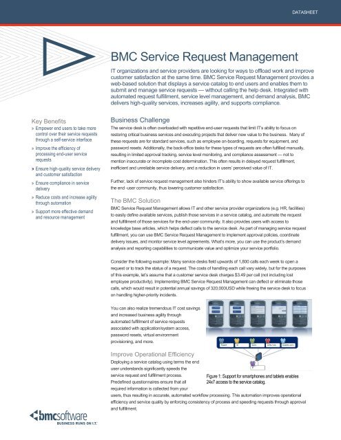 Bmc Service Request Management Data Sheet